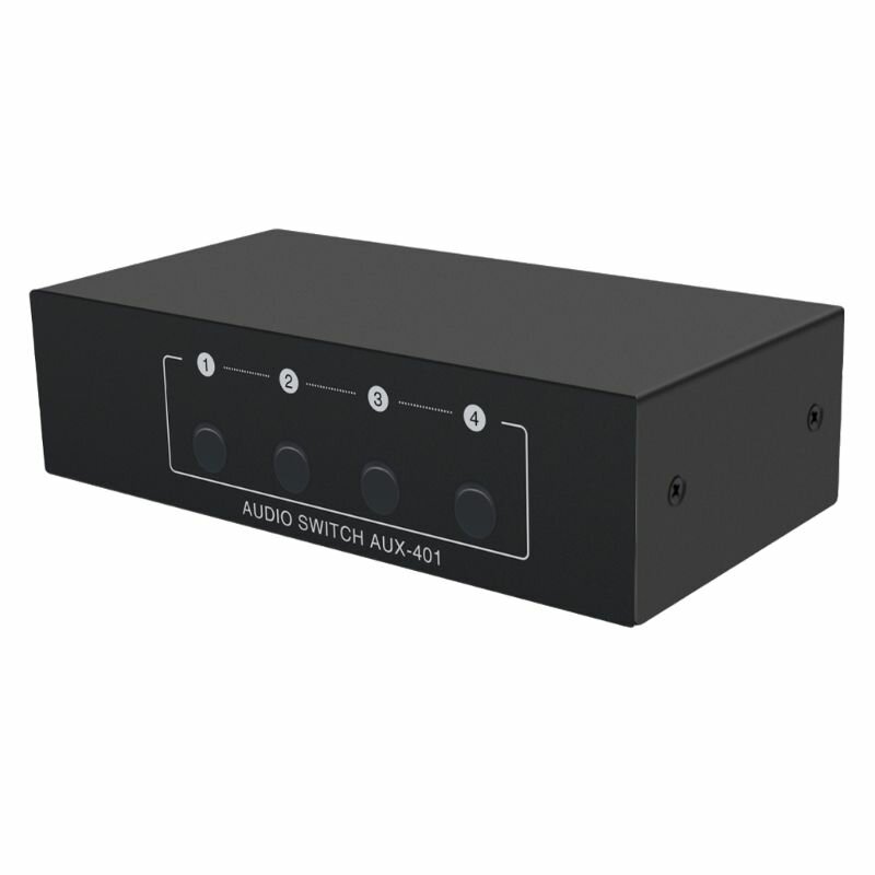 (1 шт.) Аудио коммутатор для разъемов RCA (тюльпан) и 3.5 мм - 4 канала