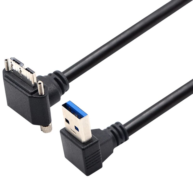 0.25 м Черный кабель USB 3.0 Type-A с нисходящим изгибом к Micro-B с нисходящим изгибом для промышленных устройств