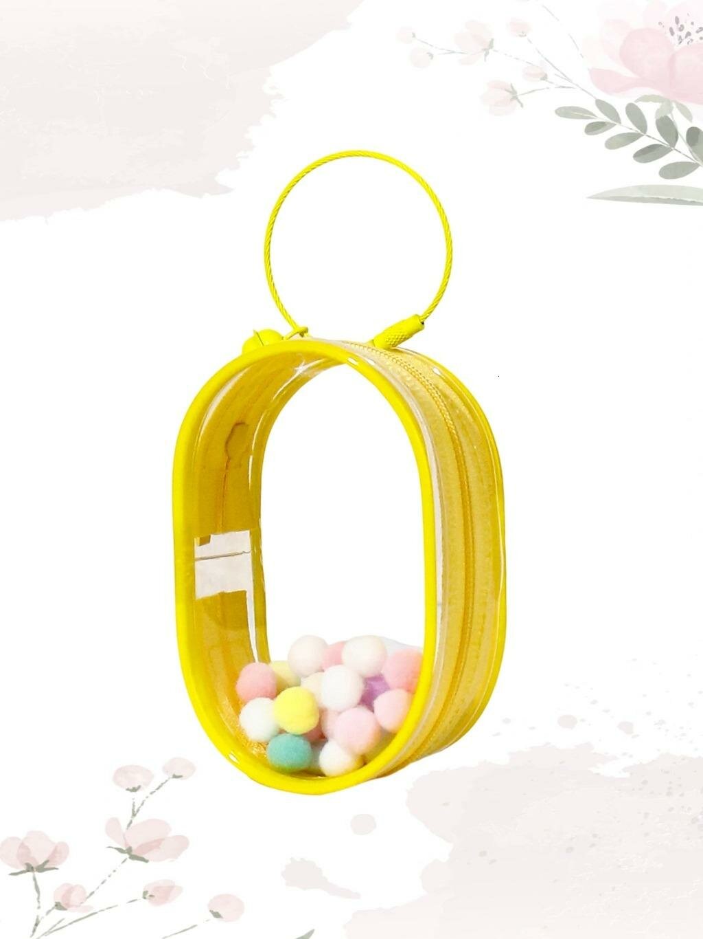 Прозрачный ПВХ-мешок для хранения детских вещей, Желтый - Круглый