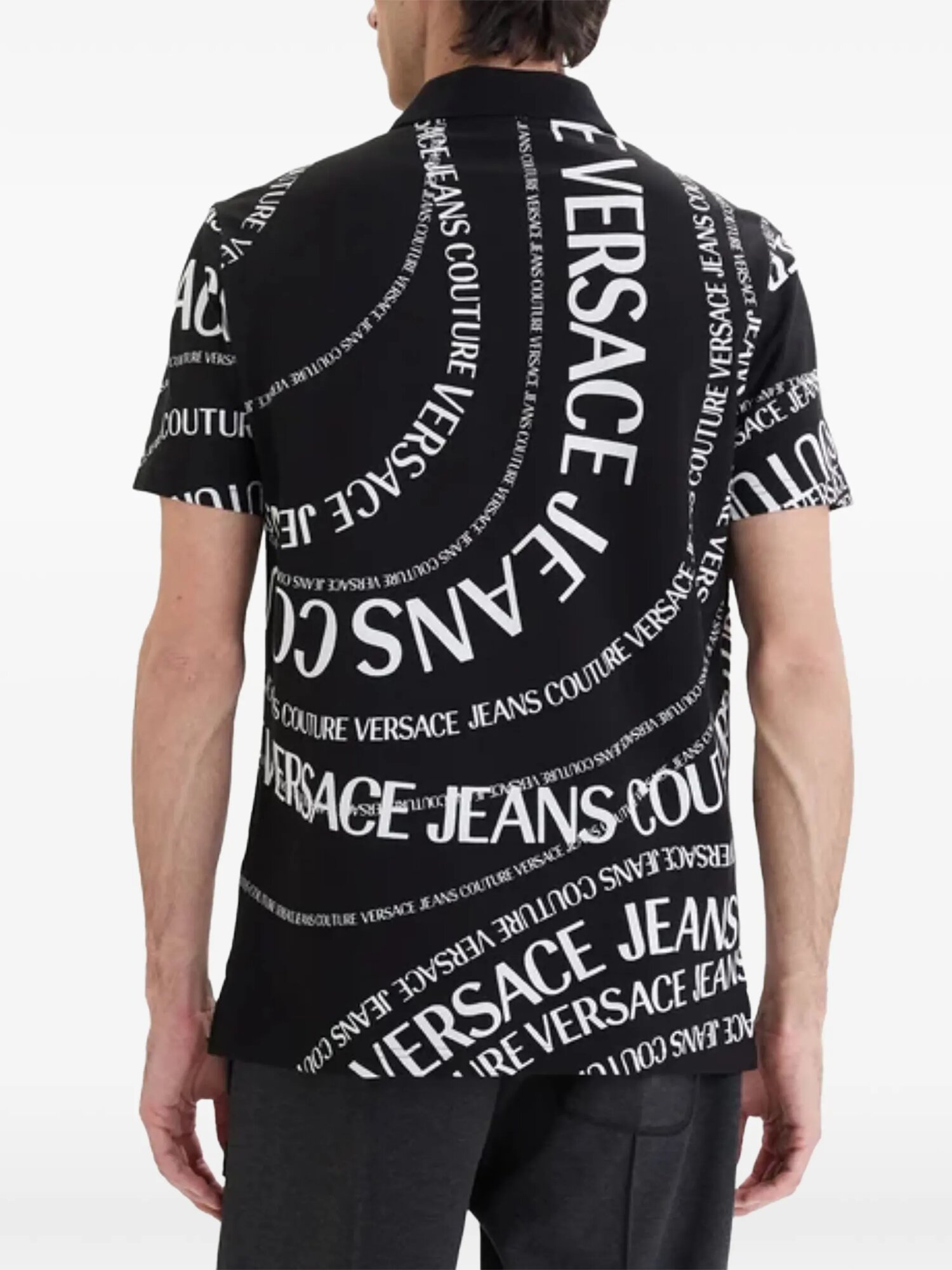 Рубашка Versace Jeans Couture Printed polo shirt, размер M, black / black — фото 1