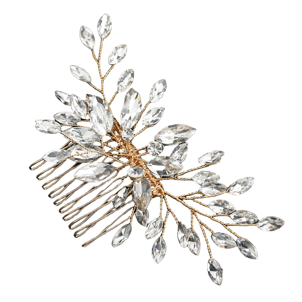 Золотой Гребень, Из Металла С Резными Бусинами, Для Женских Убираний, 1 Штука