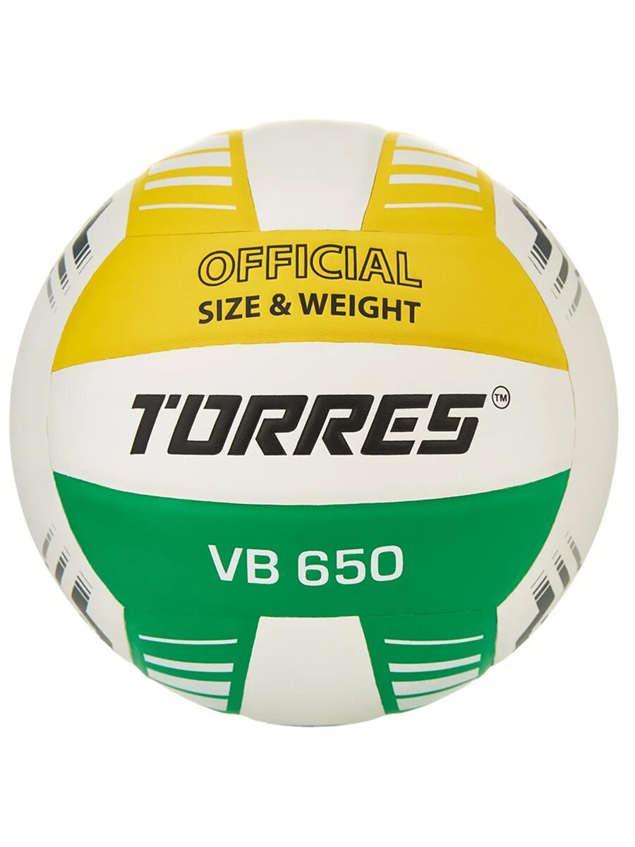 Мяч для волейбола TORRES VB 650, Yellow/Green, размер 5