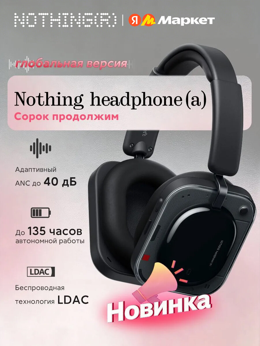 Наушники Nothing headphone (A), 1060 MAH,40dB ANC, BT5.4, IP52, 2026 NEW черное