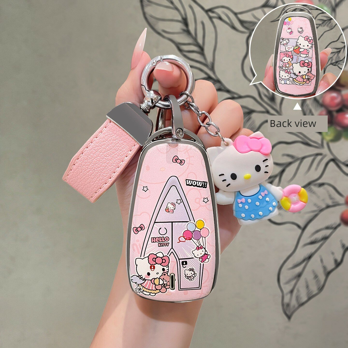 Брелок Hello Kitty с пончиком и розовой бечевкой для автомобильных ключей
