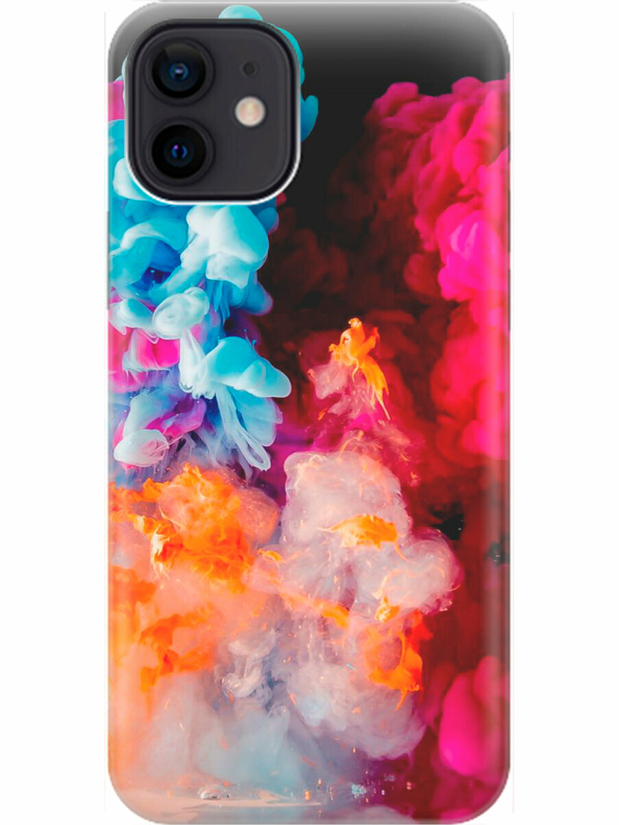 Силиконовый чехол на Apple iPhone 12 / 12 Pro / Эпл Айфон 12 / 12 Про с рисунком "Разноцветный дым"