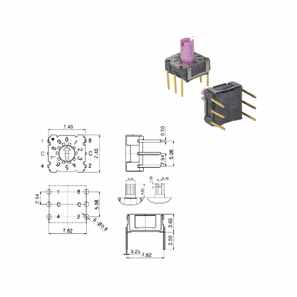 1 шт DIP-переключатель MSSR-10 42 В 100 мА