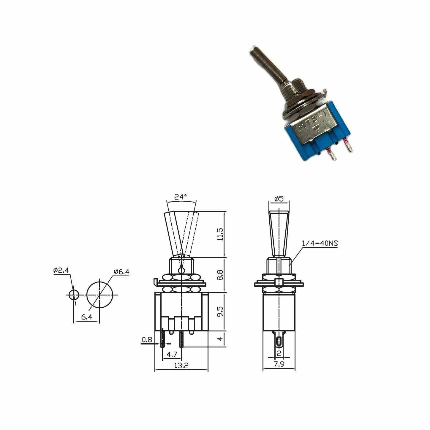1 шт MTS-101-F1 Микротумблер типа MTS 250 В 3 А / схема переключения on-off