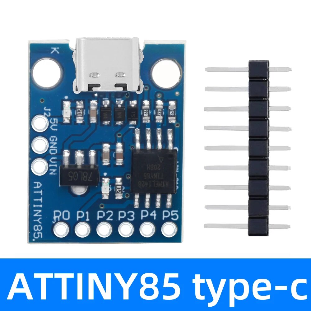 ATTINY85 Type-C плата с микросхемой, синяя