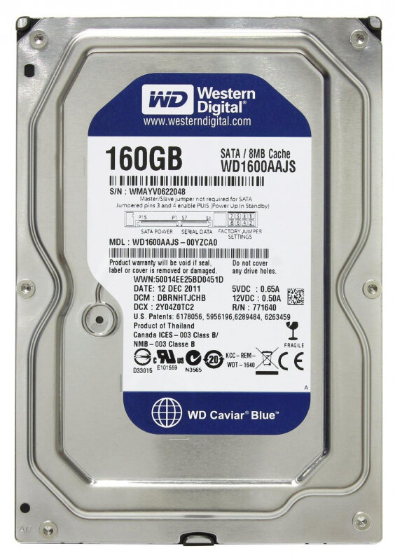 Жесткий диск Western Digital WD1600AAJS 160Gb SATAII 3,5" HDD