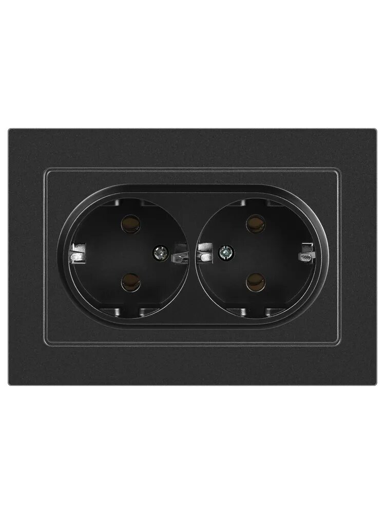 Розетка Intro Accent 6-205-07 с заземлением двойная 2X2P+E Schuko, 16А 250В, IP20, скрытой установки, графит