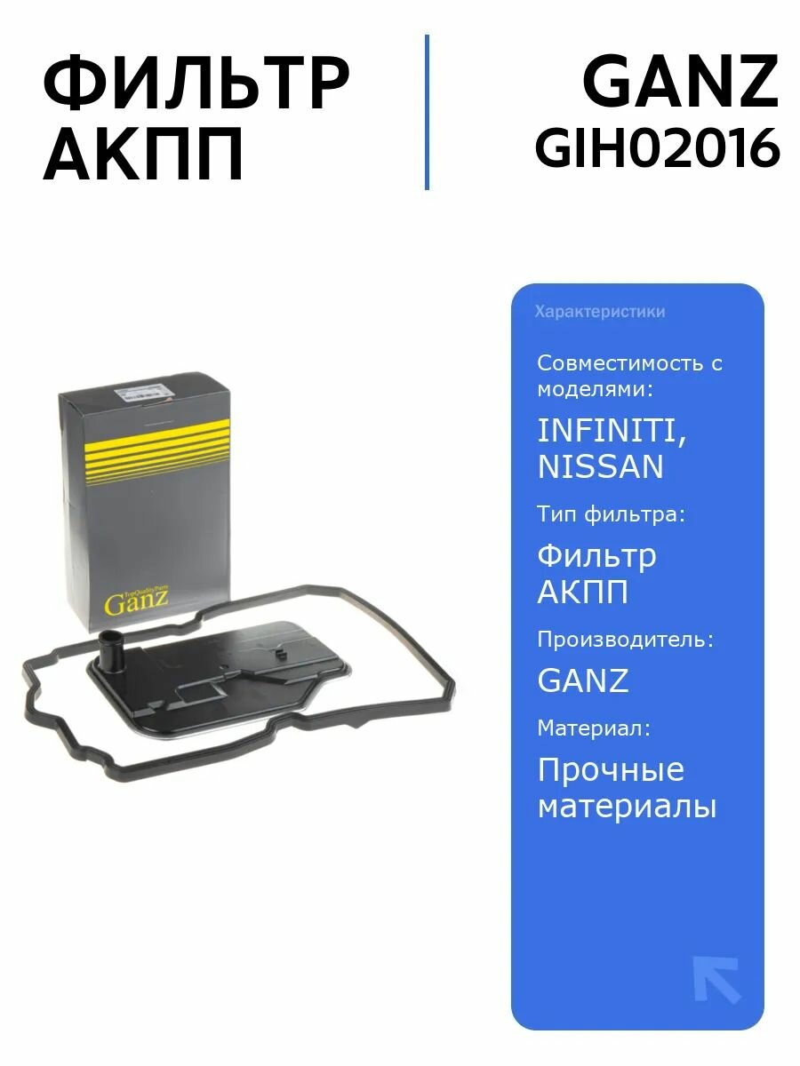 Фильтр АКПП GANZ GIH02016 для INFINITI, NISSAN и MERCEDES-BENZ, надежная защита трансмиссии и легкая установка