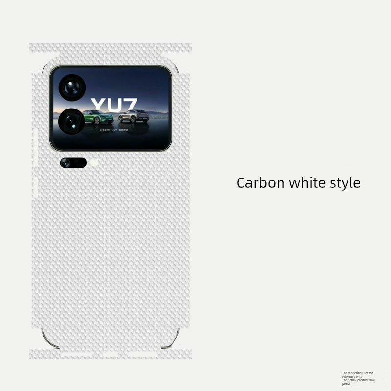 Карбон-белый антицарапинный задний экран с защитой бортиков для Xiaomi 17 Pro (отдельная конструкция)
