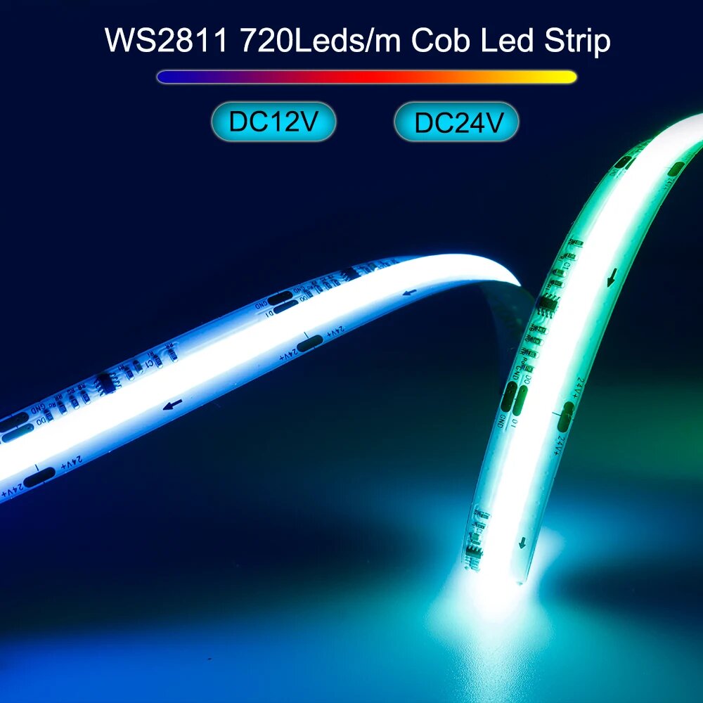 Светодиодная лента RGBIC WS2812B 5м, 24В, 720 LED/м