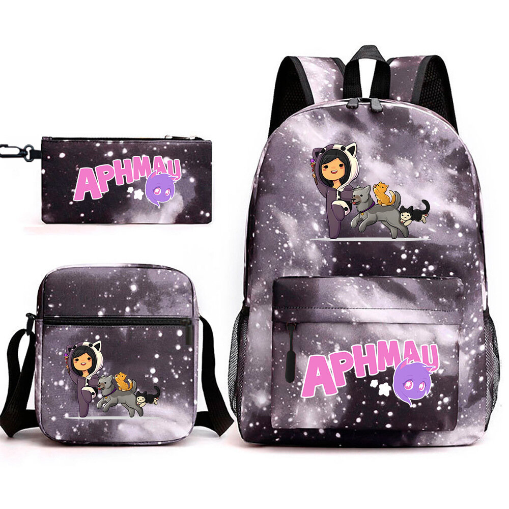 Новая игровая периферия от Amazon, школьный рюкзак Aphmau, рюкзак с героями мультфильмов, сумка-карандаш, сумка на плечо, набор из трех предметов