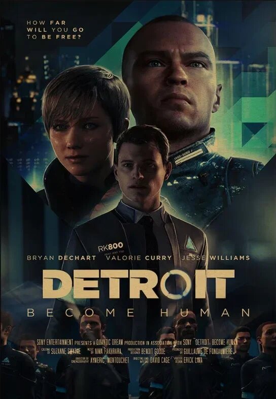 Детройт: Become Human, постер на холсте, 20x30см, темно-зеленый