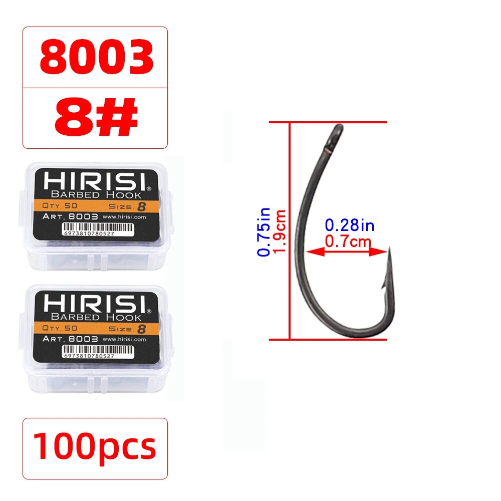 Hirisi Крючки 8#, 100 шт, Size 8