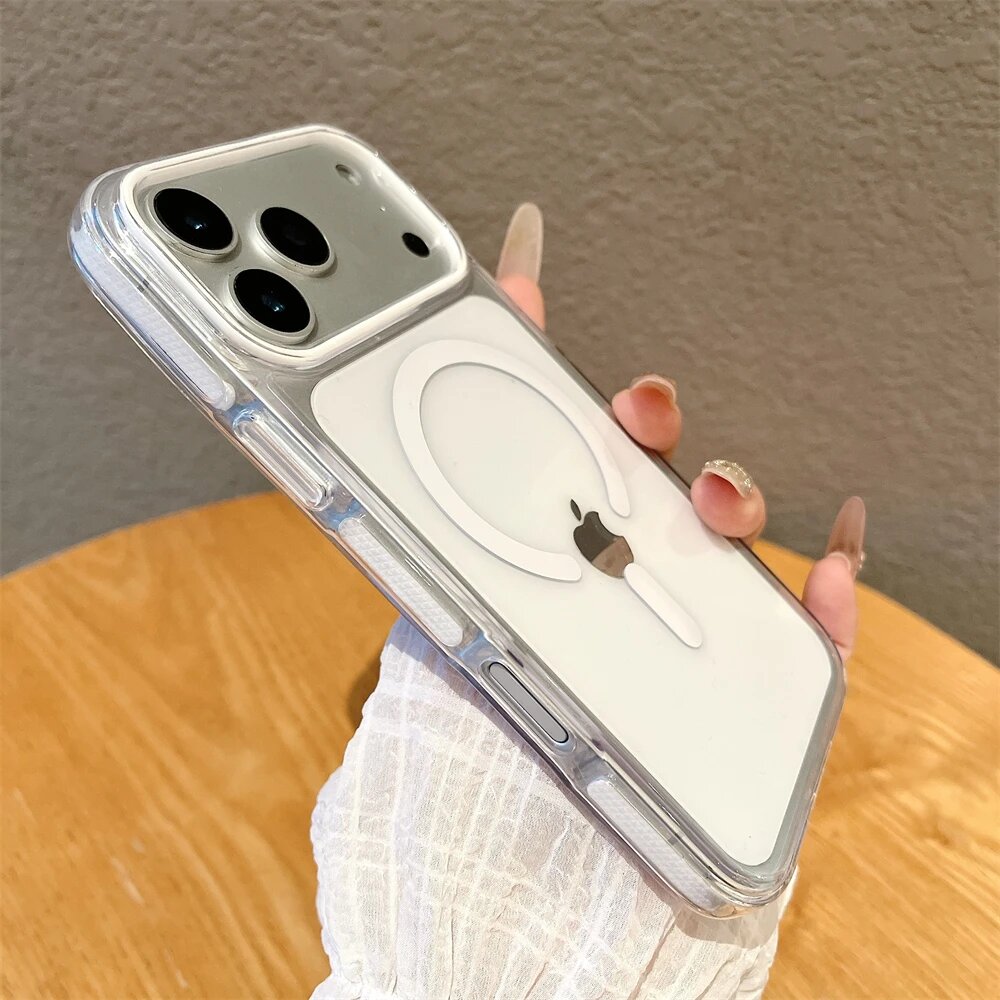 Прозрачный Ультратонкий Магнитный Чехол Для iPhone 17/16/15/14 Pro iPhone 14 Pro Max, Белый, White