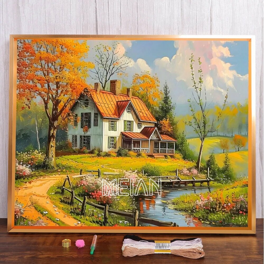 MEIAN Набор для вышивания,30x40CM, Чистый холст с сеткой 11CT,40 цветов