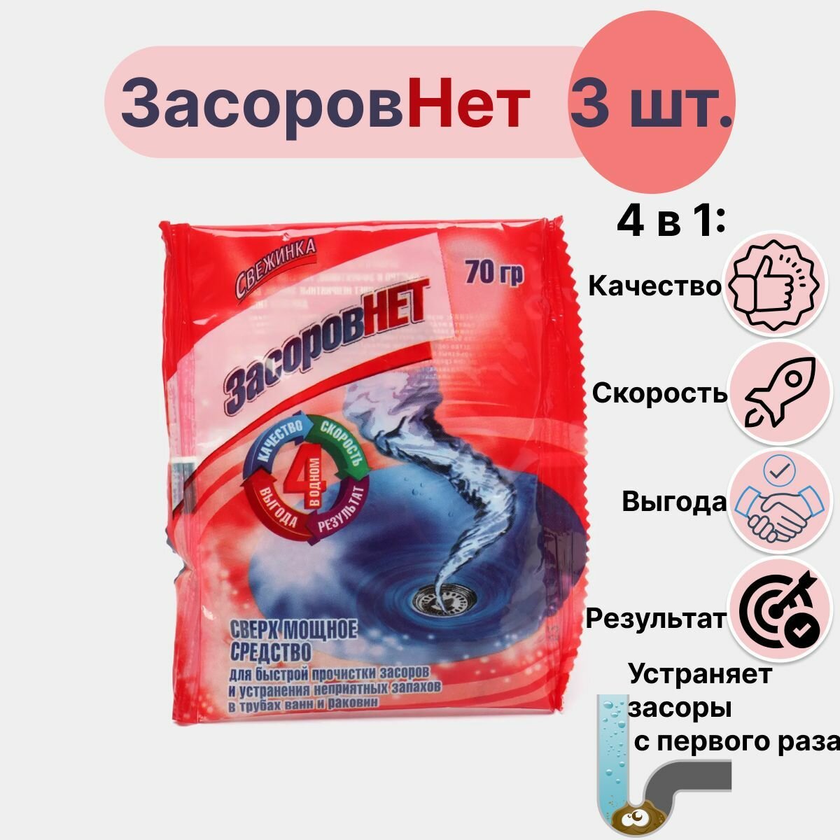 Средство от засоров мощное гранулированное средство для удаления засора в трубах 3 шт, товары за 1 рубль. гранулированное средство для очистки труб чистящее средство для устранения засоров средство пр