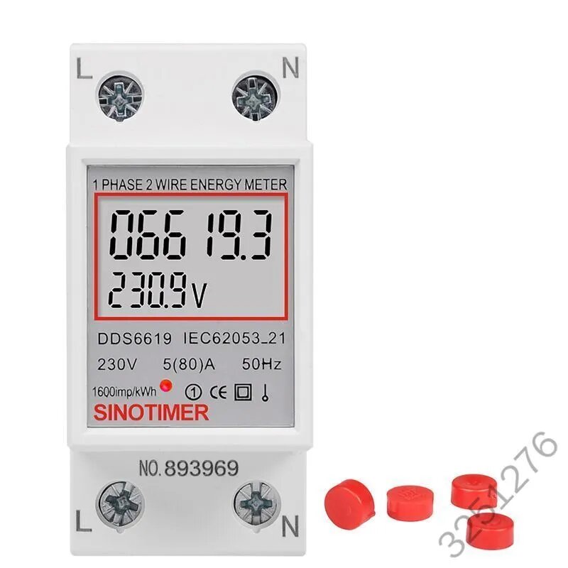 Счетчик электроэнергии DDS6619 для однофазной сети 230V 5(80)A 50Hz, однотарифный