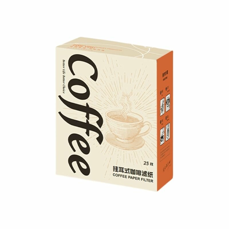 (1 коробка) Подвесной ушной фильтр для кофе-25 штук-retro box