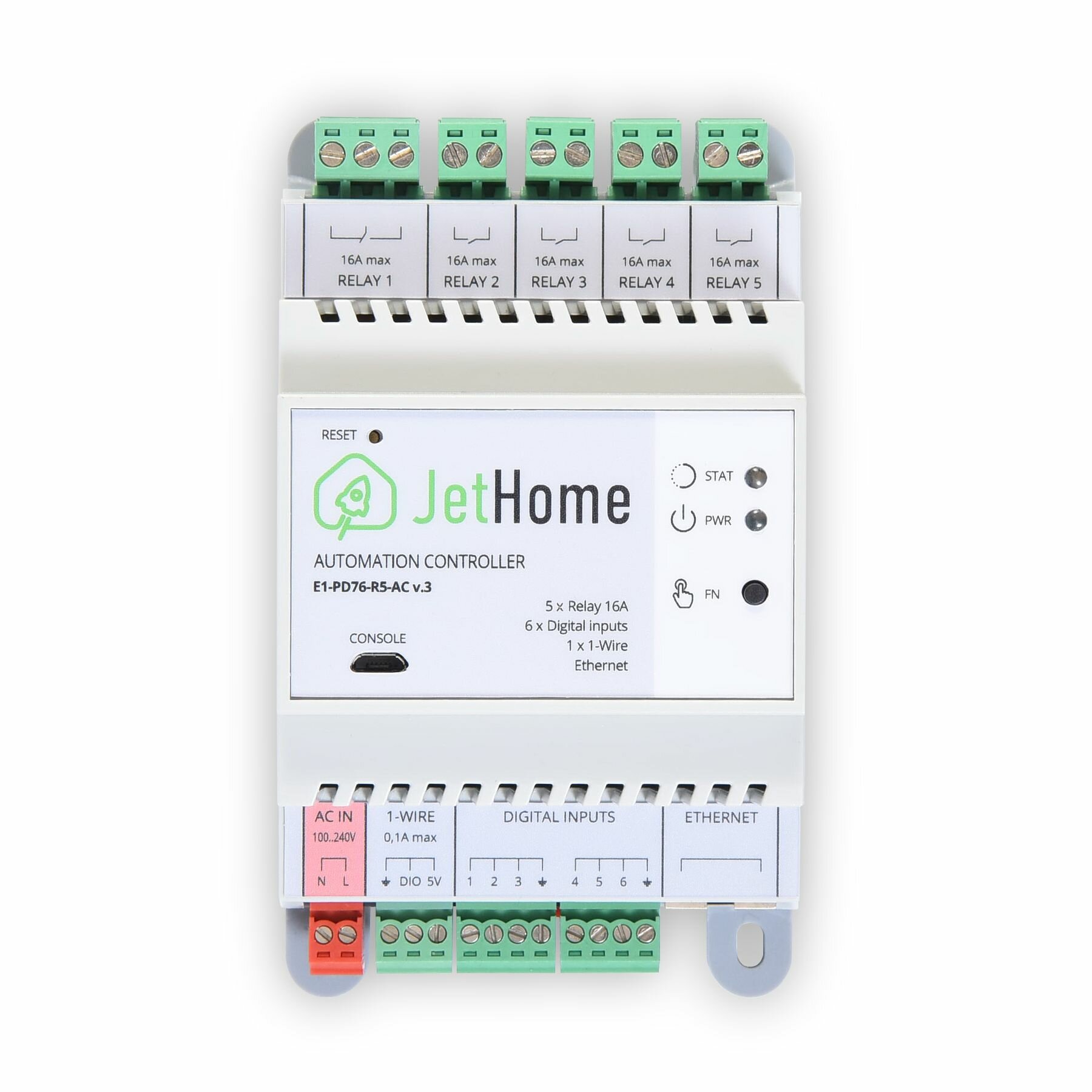 Контроллер для автоматизации на DIN-рейку JetHome JetHub E1-AC