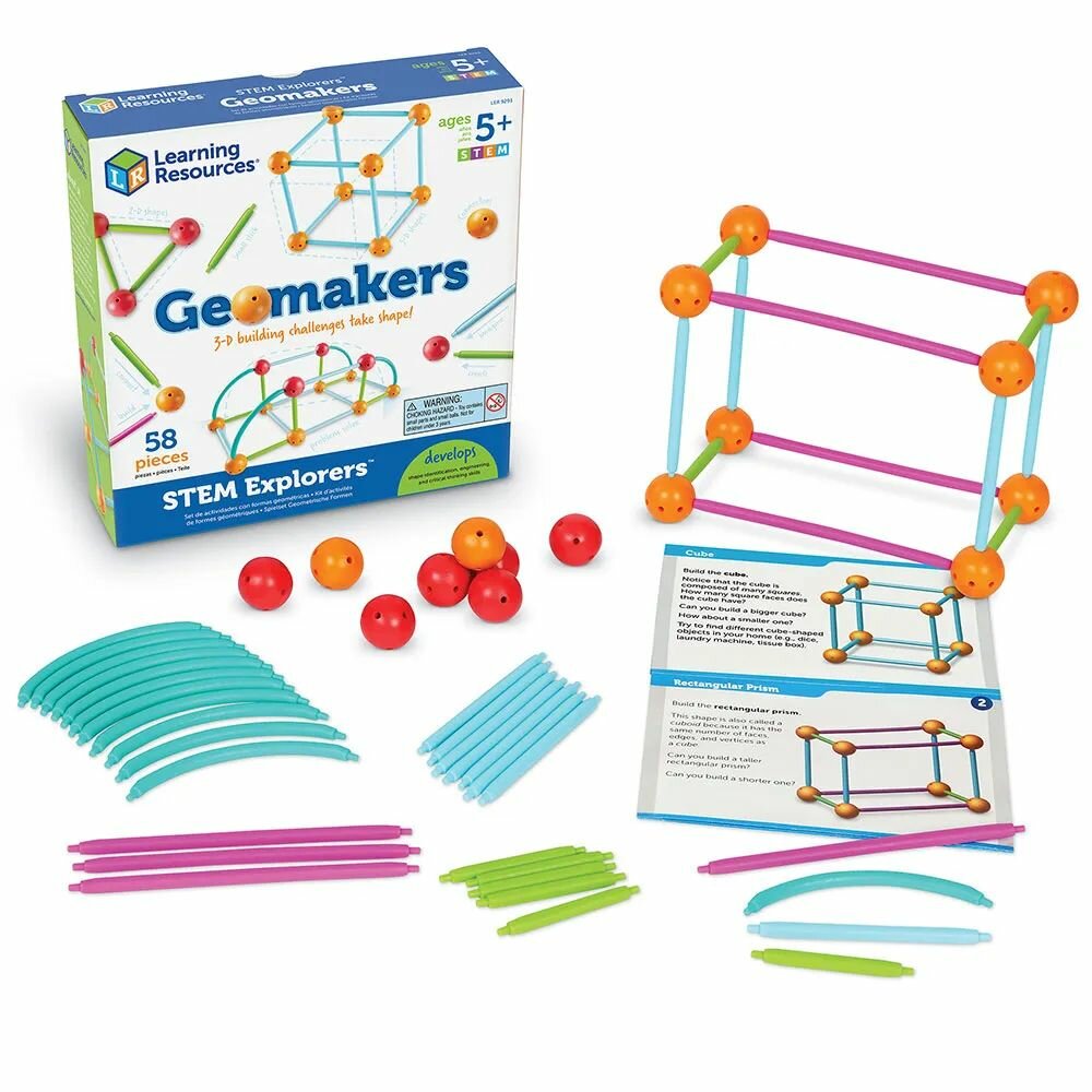 Развивающая игрушка Learning Resources - Набор для изучения геометрических фигур Geomakers "Геометрика" (на англ. языке), 58 эл. - LER9293