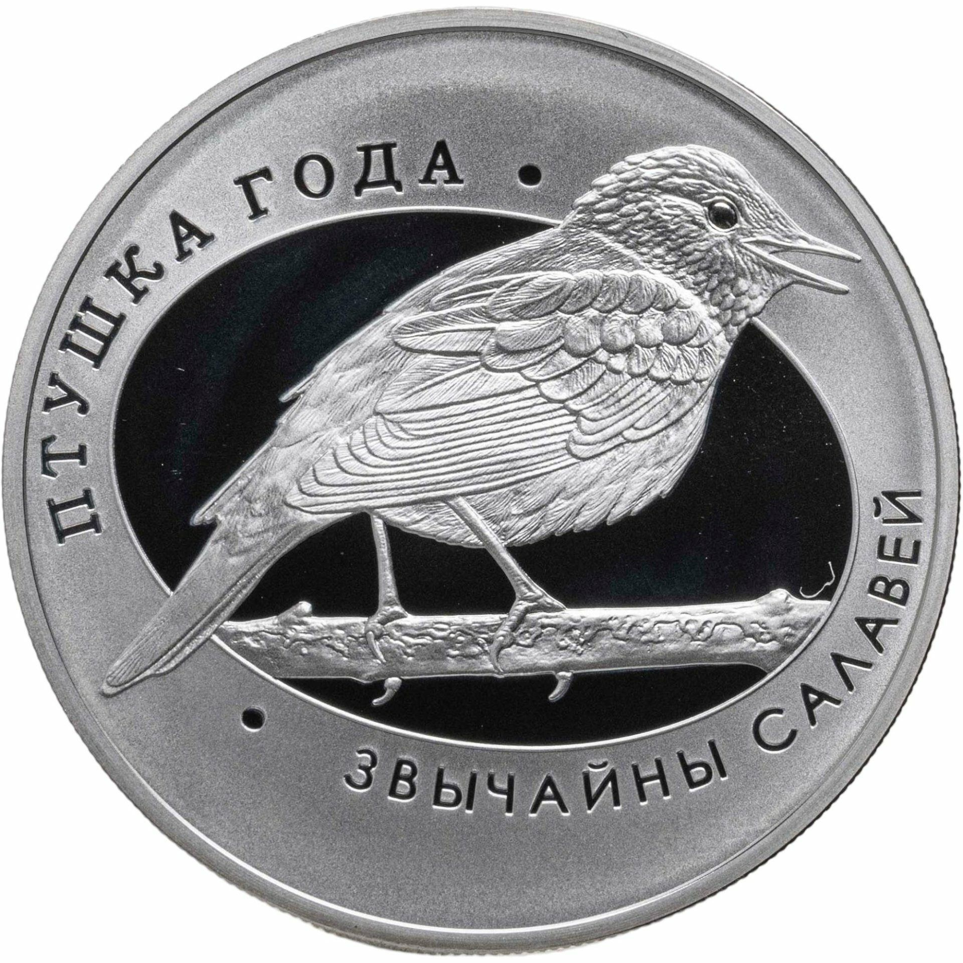 Беларусь 10 рублей 2007 "Птица года - Обыкновенный соловей" с сертификатом, Серебро 925, в сохранности Proof