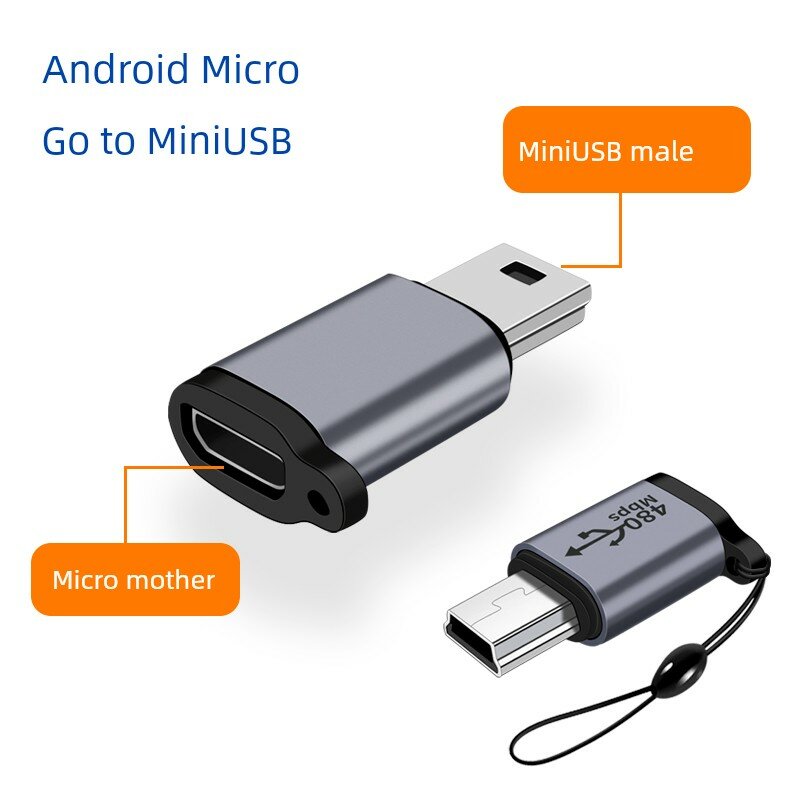 Адаптер Mini USB Male (T-Тип) к Micro USB Female для устройств Android - универсальный конвертер кабеля 10 см