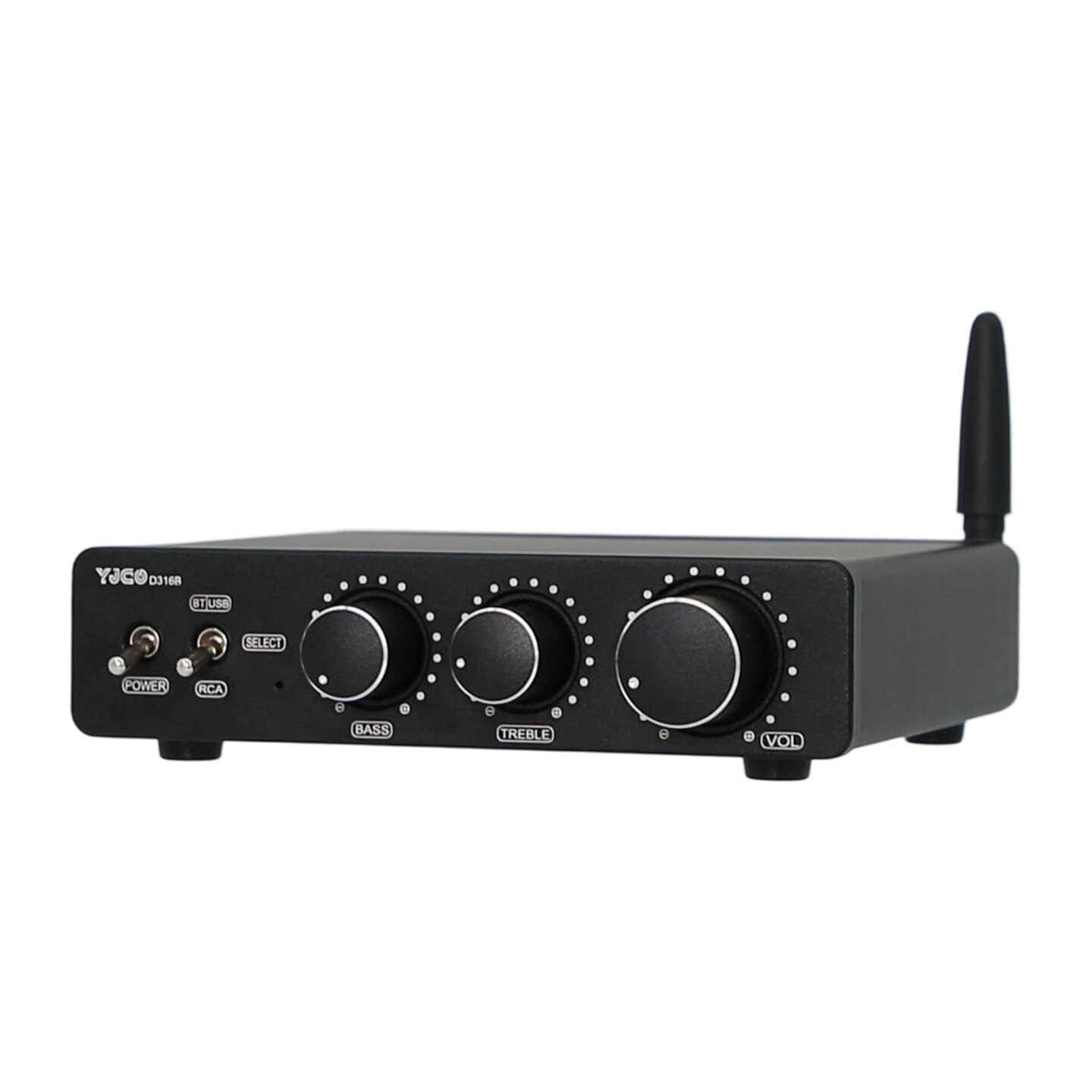 YJHIFI D316B Двухканальный цифровой усилитель мощности Класс D, Алюминиевый корпус, Поддержка Bluetooth, Hi-Fi звук для дома и студии