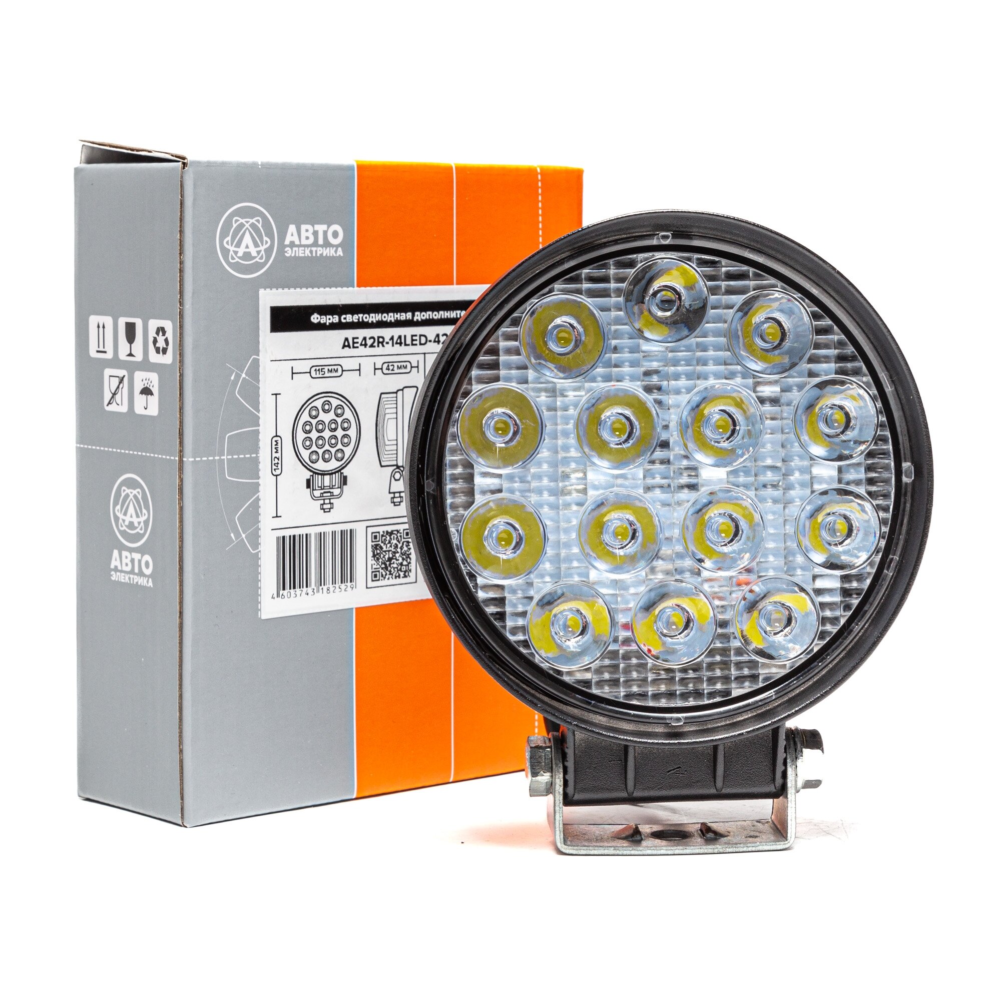 Фара светодиодная дополнительная, 12/24В, 14LED, круглая, арт. AE42R14LED42HC АвтоЭлектрика