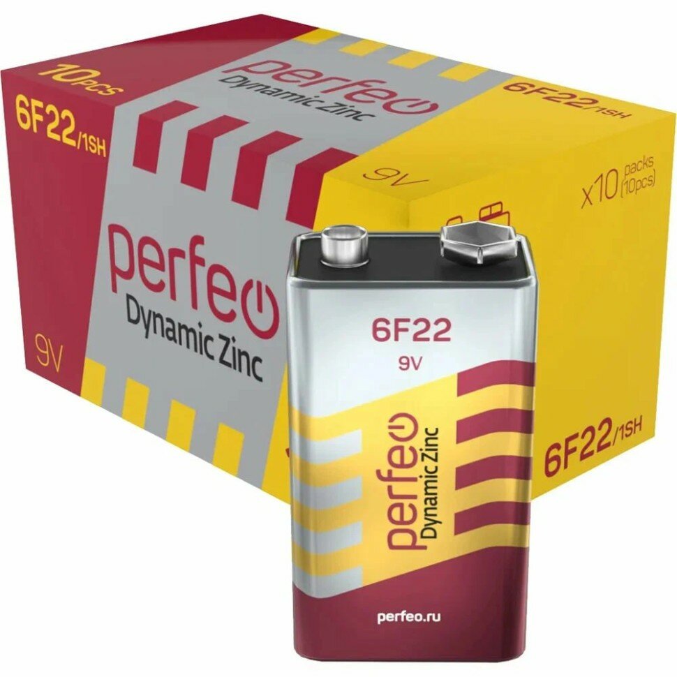 Батарейка крона PERFEO Dynamic Zinc R-6F22-SR1 6F22