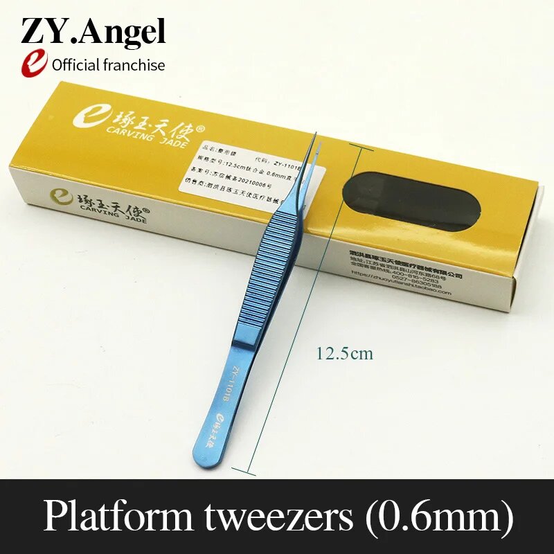 Пинцет для наращивания ресниц ZY.Angel 12.5см, 0.6mm platform