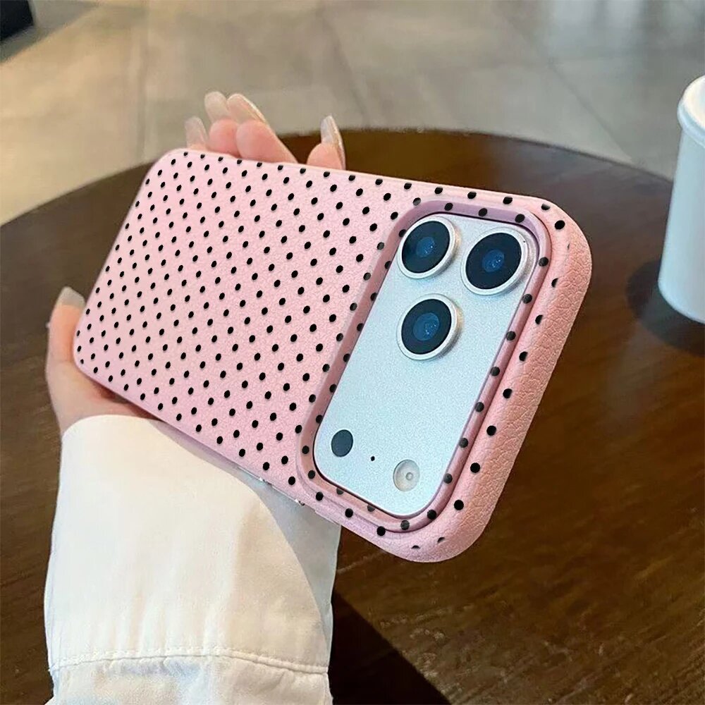 Новый дизайн: белый чехол в горошек для iPhone 17, 16, 15, Розовый, Pink-WQCS481A, For iphone 15 Pro
