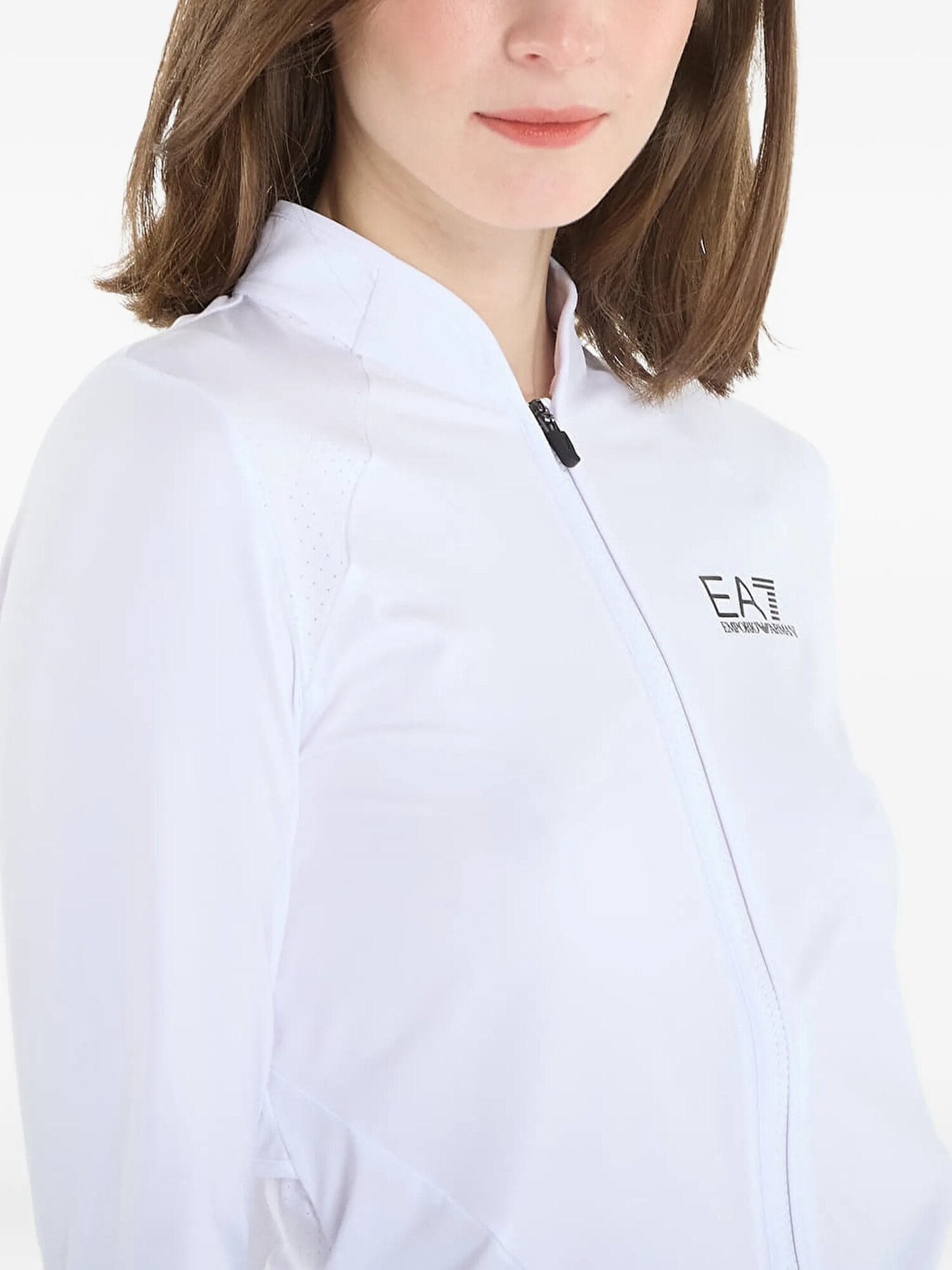 Толстовка EA7 EMPORIO ARMANI Logo-print zip-up sweatshirt, размер 46, , бежевый/белый — фото 1