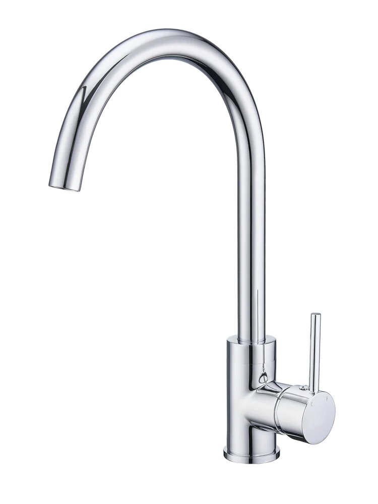 Смеситель для кухни Emar Steel ЕС - 3004 с поворотным изливом, хром, глянцевый, однорычажный, латунный, с керамическим картриджем