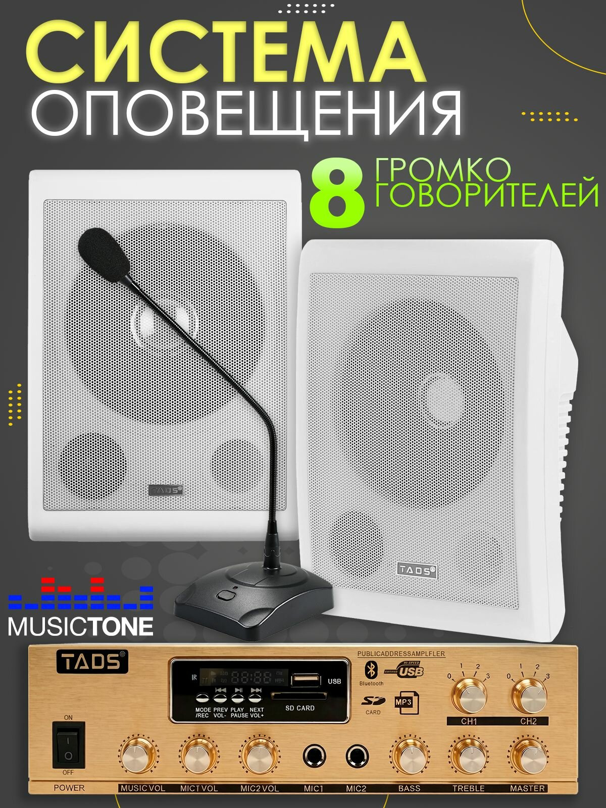 Система оповещения с микрофоном MusicTone AMT75