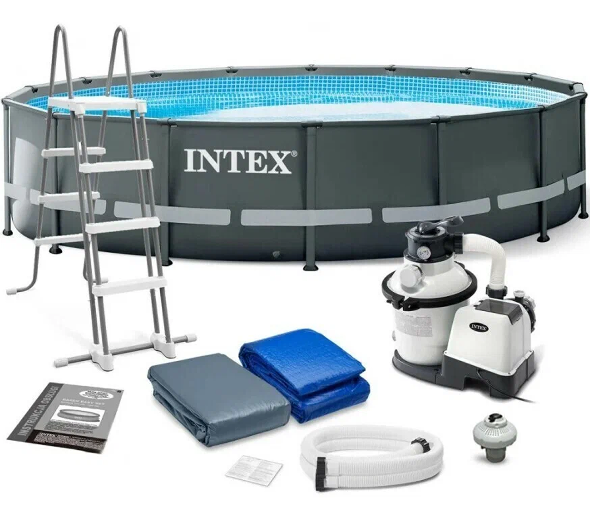 Каркасный бассейн Intex Ultra Frame / 26326NP (488x122), круглый, серый