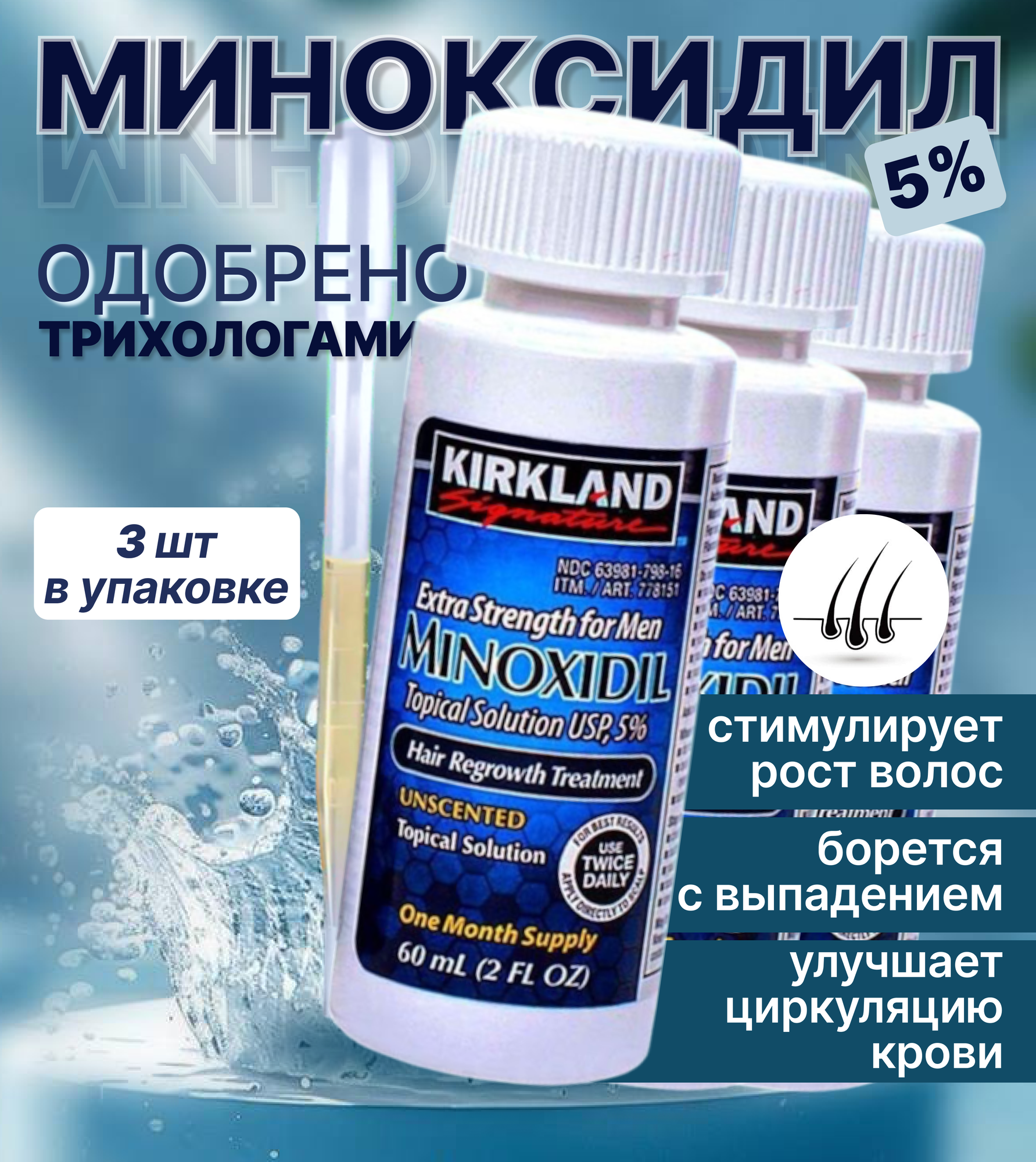 Минокс Лосьон для роста бороды и волос с пипеткой, 1 шт, оригинал