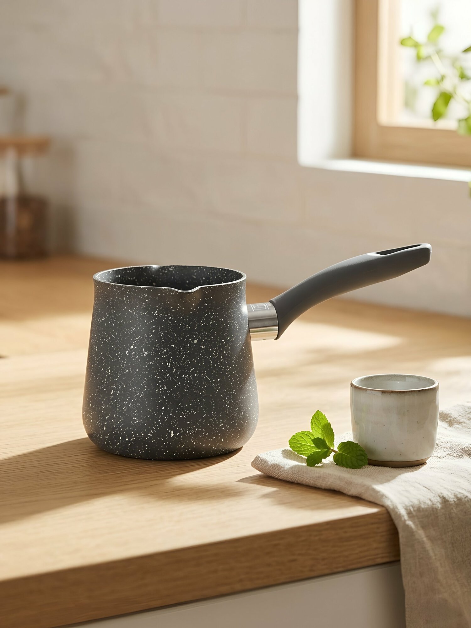Турка Regent Inox 0.42 л, алюминий с антипригарным покрытием, ручка soft touch, два носика для слива, 93-AL-TU-1-500