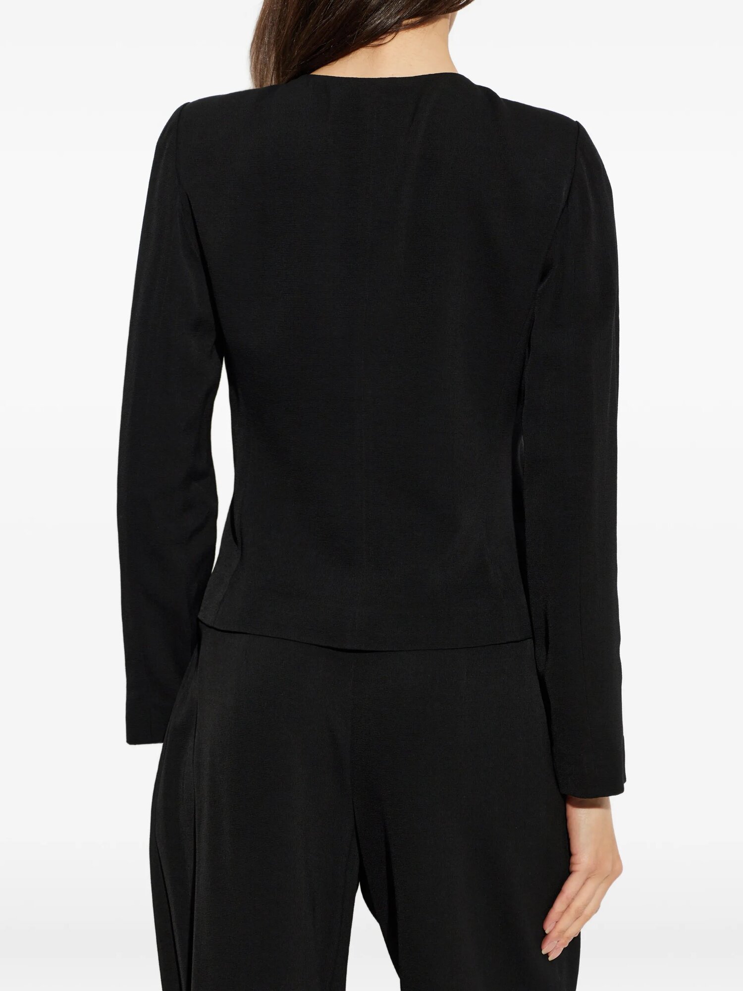 Куртка EMPORIO ARMANI Ruffle-trimmed round-neck jacket, размер 42 — фото 1