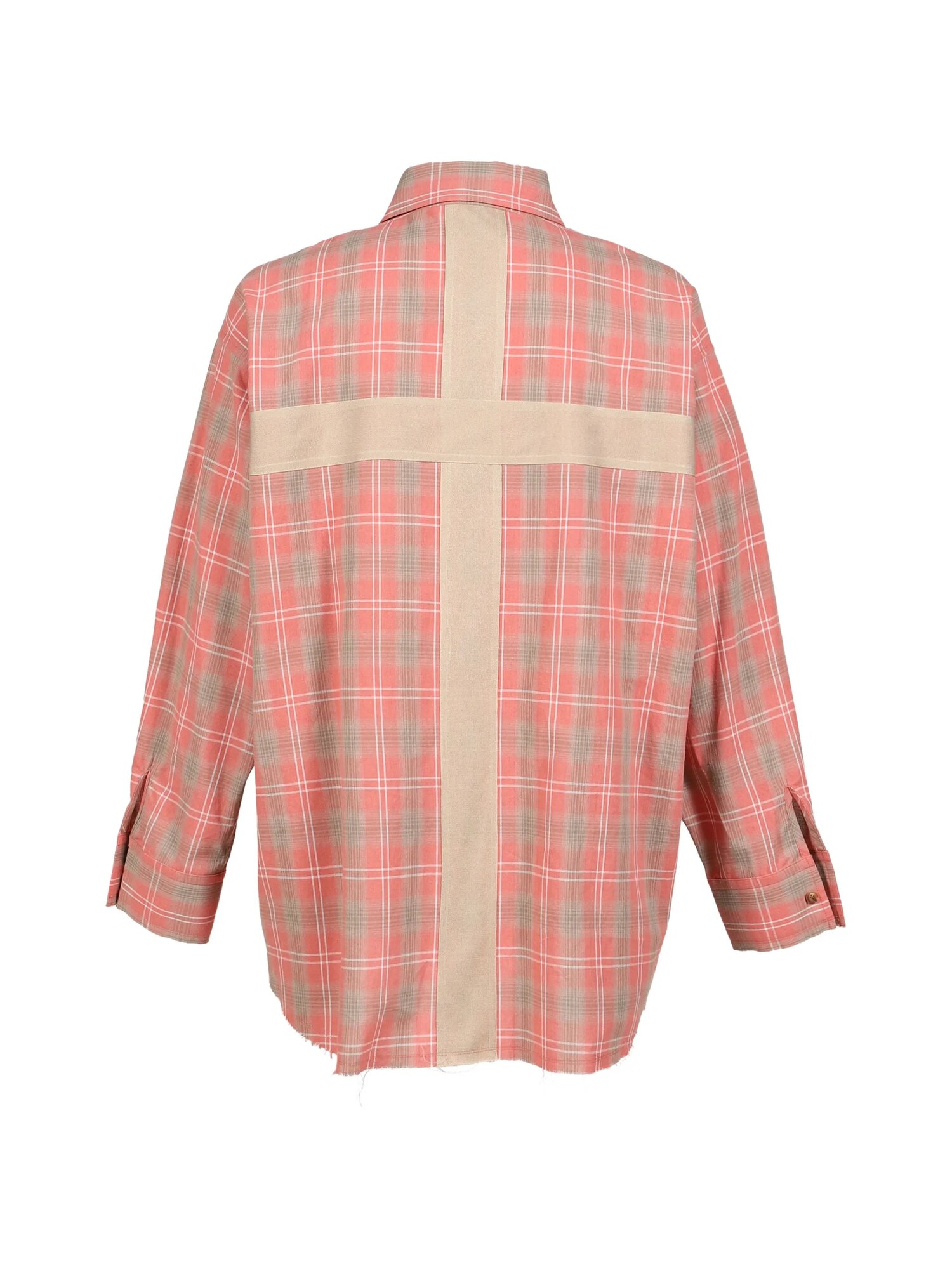 Рубашка JUN/NAKAYAMA Check-pattern raw-cut shirt, размер OneSize, розовый — фото 1