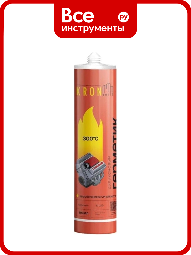 Герметик силиконовый Kronbuild высокотемпературный 300C красный 300 мл SHR30