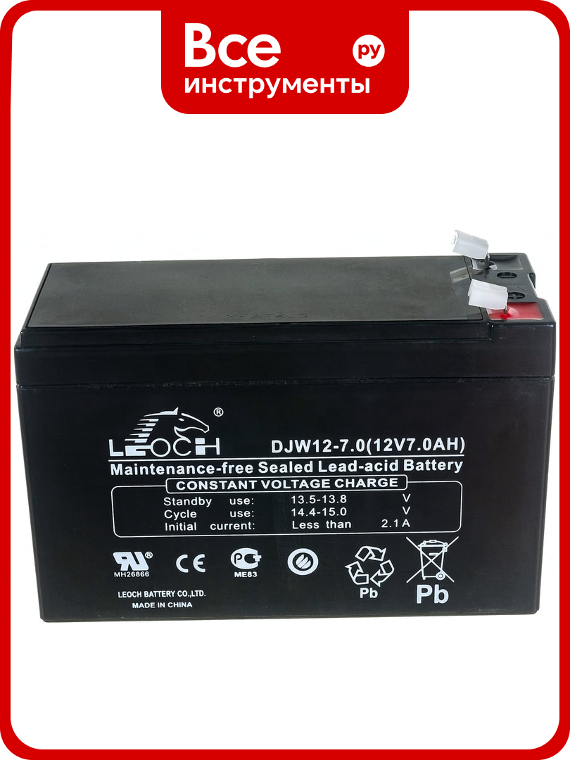 Аккумулятор для ИБП Leoch DJW12-7.0 12В, 7.0 Ач УТ-00001266, 75 мм, пластиковая прямая полярность технология