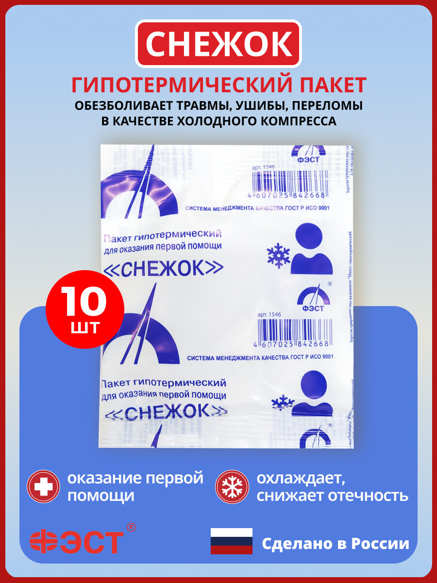 Пакет гипотермический ФЭСТ "Снежок", для наружного применения, 10 шт