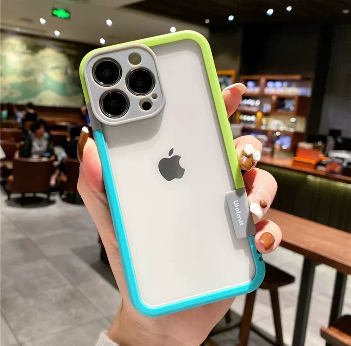Силиконовый бампер-чехол для iPhone 12 Pro с цветовым краш-дизайном в зелено-голубых тонах