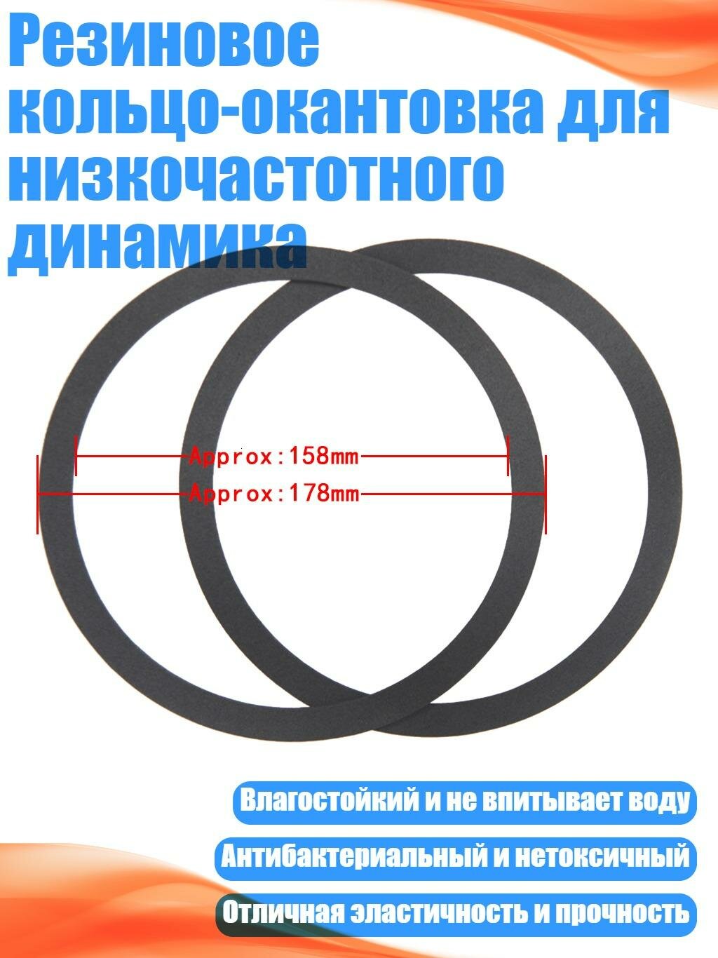 Резиновое кольцо-окантовка для низкочастотного динамика, Черный
