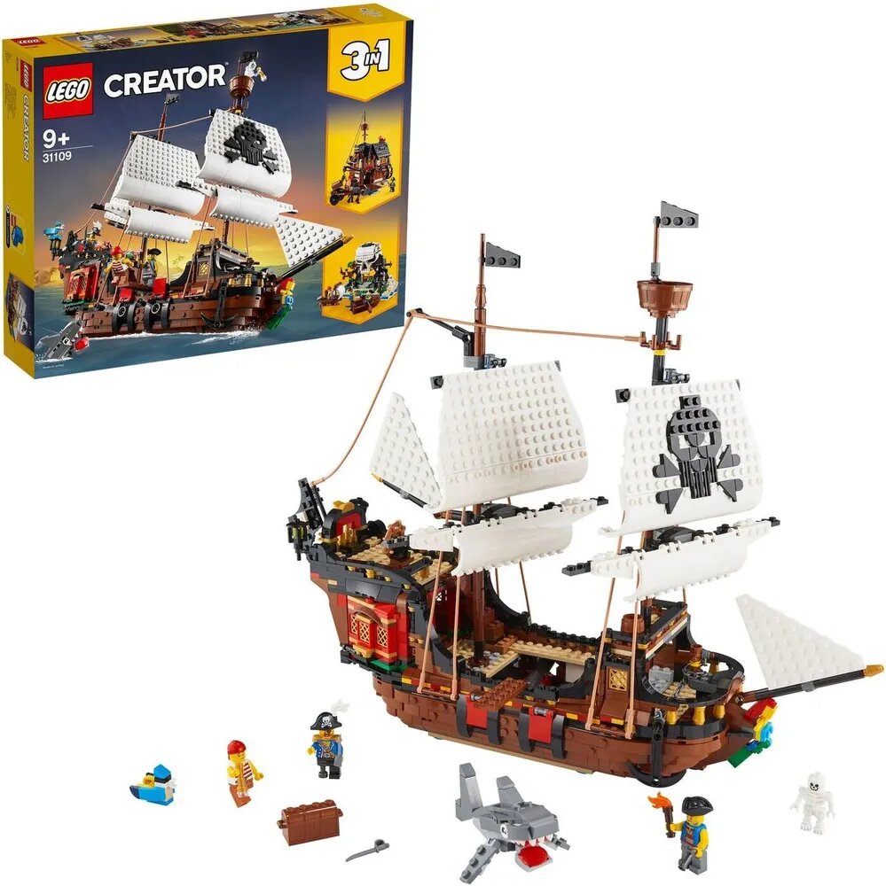 Конструктор CREATOR 3-in-1 Пиратский корабль, 1262 детали, 9+, 31109