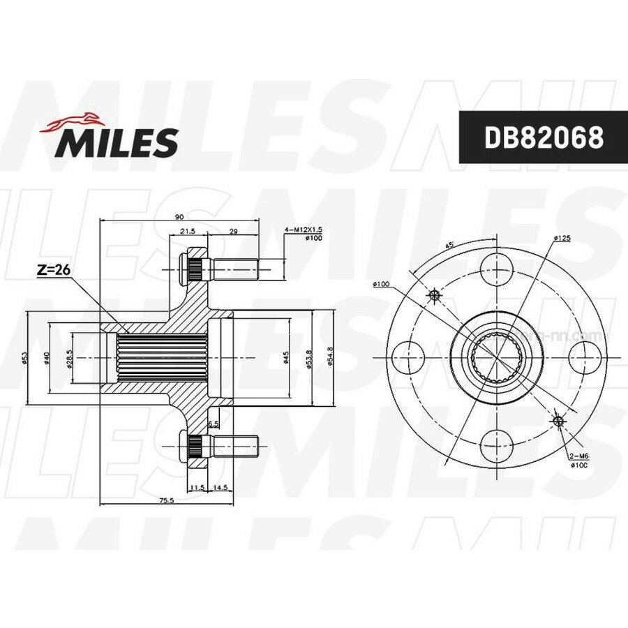 MILES DB82068 Ступица колеса LIFAN SOLANO I 620 10-16/ SOLANO II 650 16-24 пер.