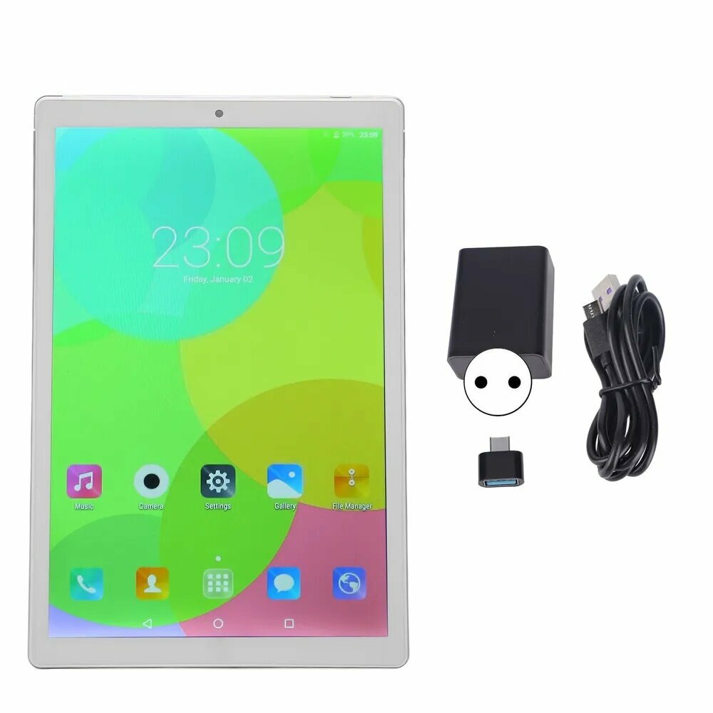 10.1-дюймовый планшет с Android 11, 6+128 ГБ, 2560x1600, 5+8 МП камеры, 5000 мАч, 2.4/5 ГГц Wi-Fi, Type-C, MT6592, серебристый